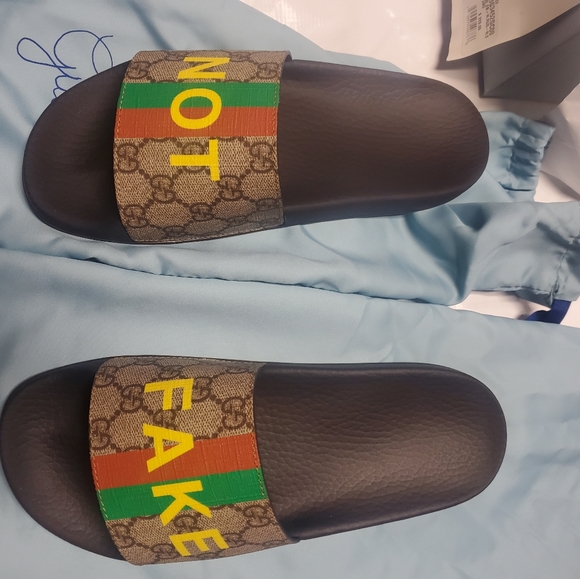 Gucci | Shoes | Gucci Supreme Strips Not Fake Slides | Poshmark